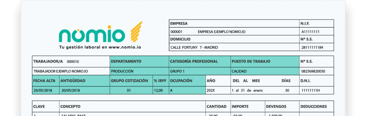 EJEMPLO NOMINA Mensual 2 Pagas Extras - Programa de Nóminas