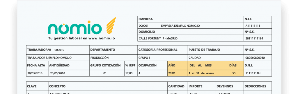 EJEMPLO NOMINA Mensual 2 Pagas Extras - Programa de Nóminas